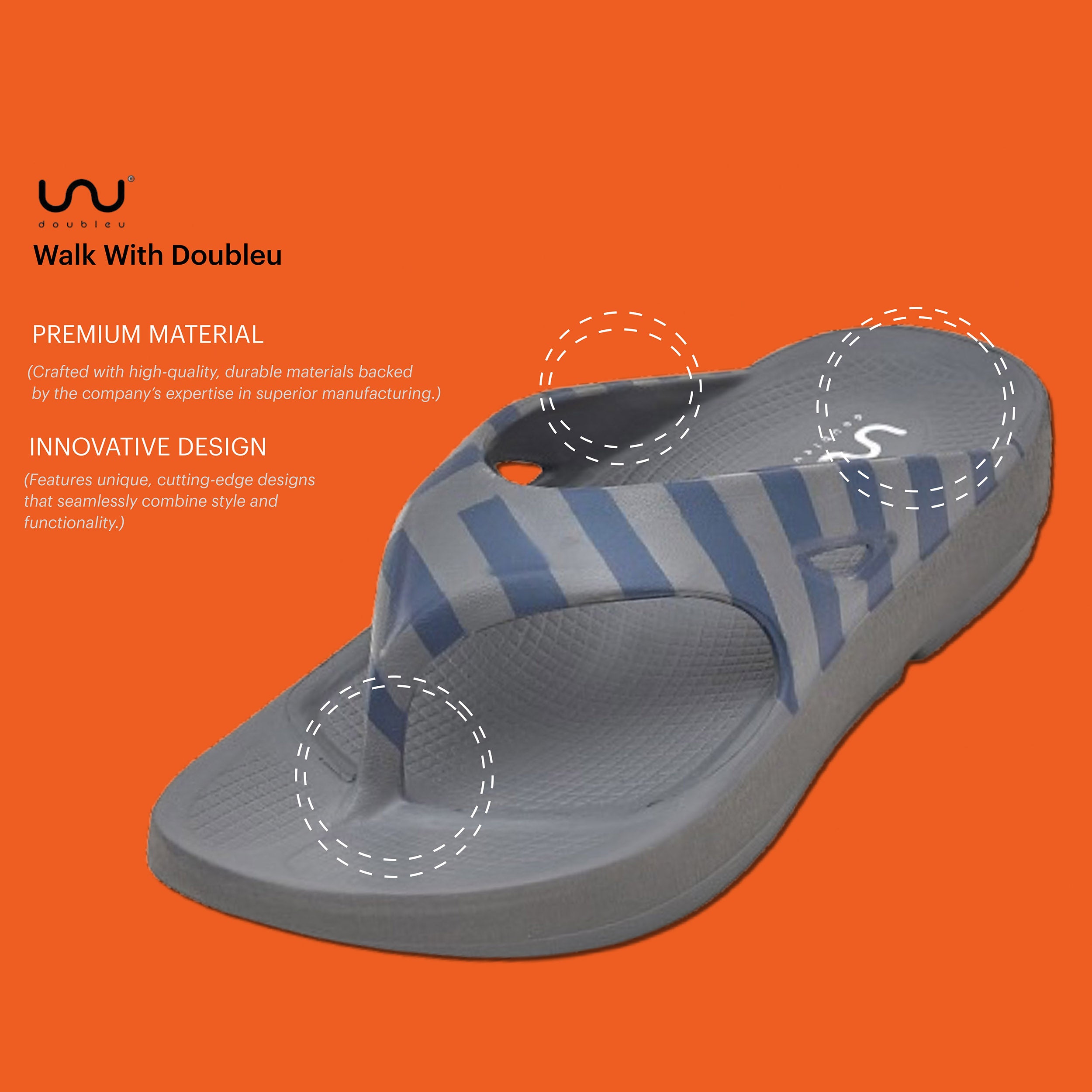 Doubleu Comfort Men Comfortable & Light Weight Slipper Carbon-Grey-Blu ...